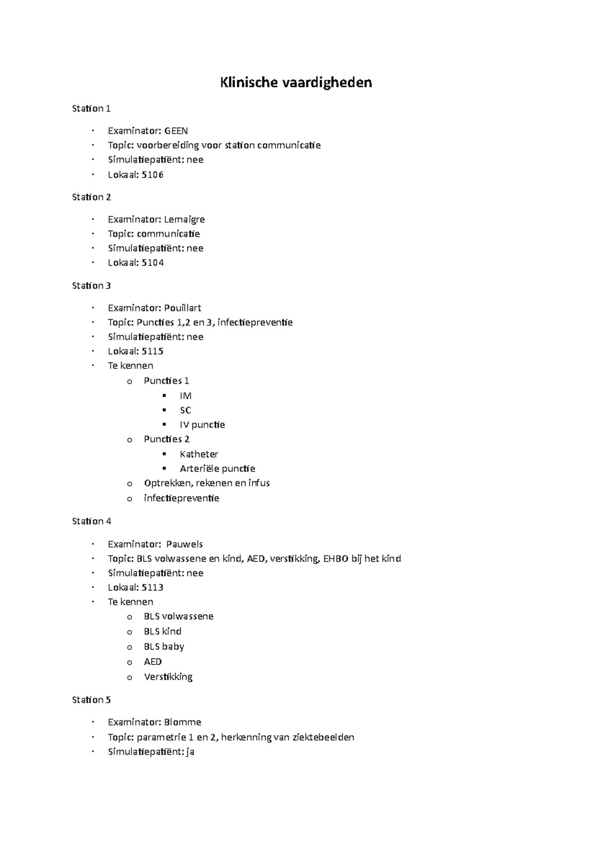 Inhoudstafel - Klinische vaardigheden en communicatie - Klinische ...