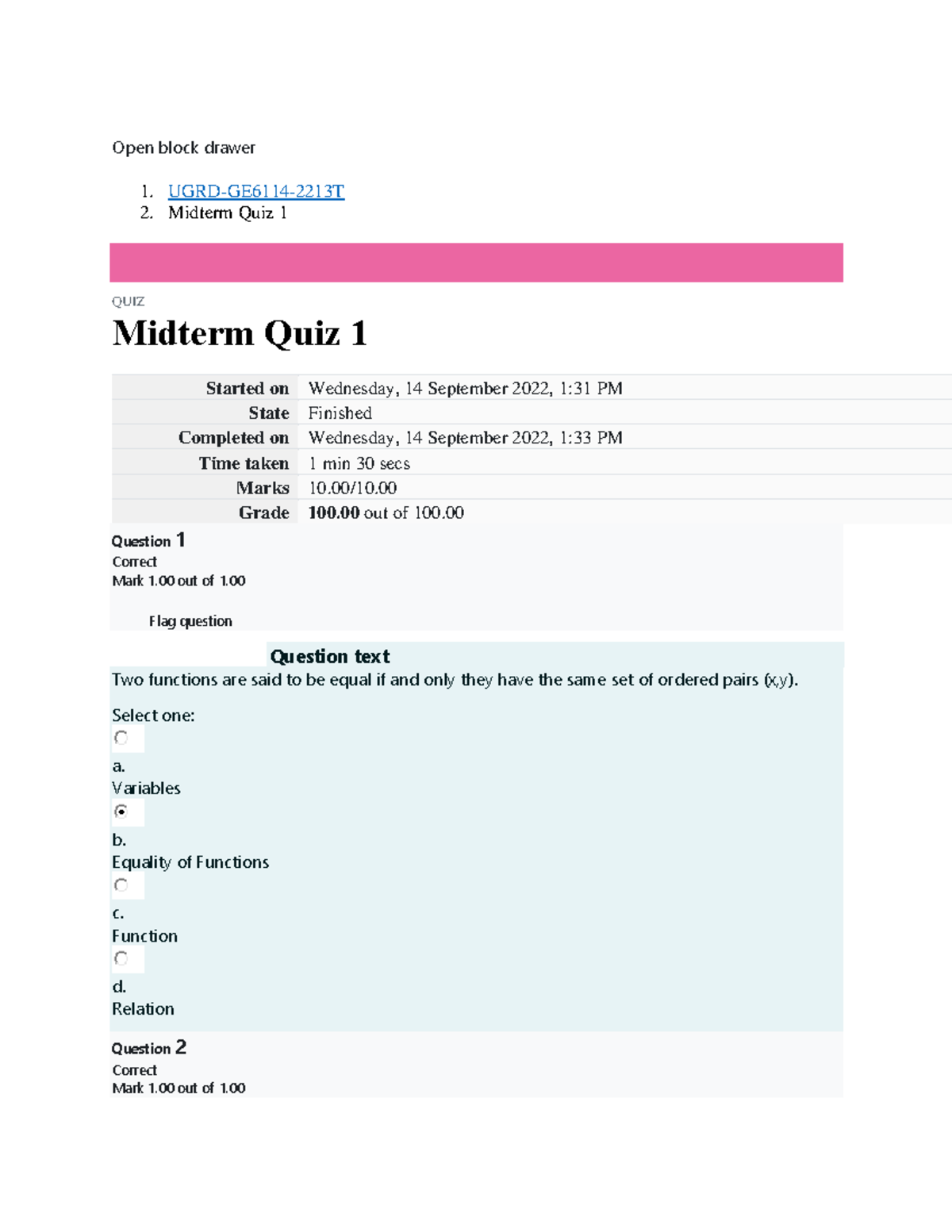 Midterms 1 - Open block drawer 1. UGRD-GE6114-2213T 2. Midterm Quiz 1 ...