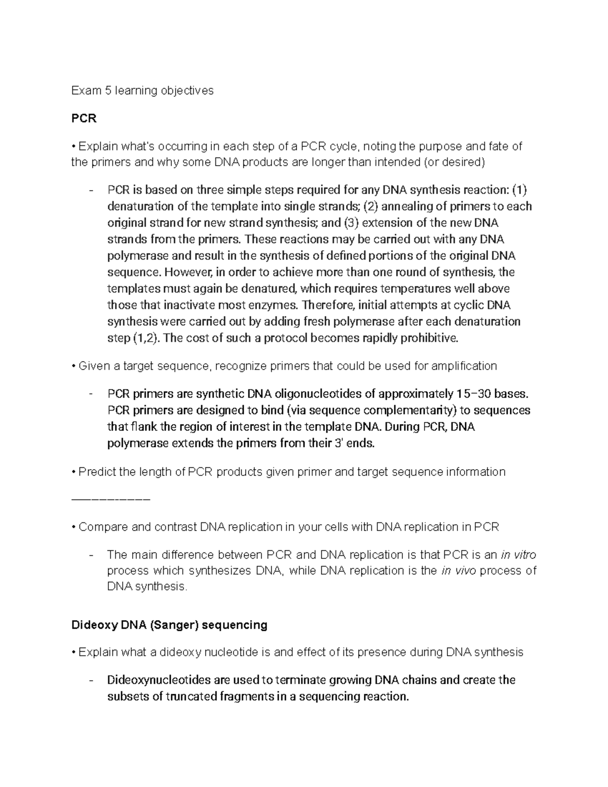 PCR Cycle - PCR Cycle - Exam 5 learning objectives PCR Explain what’s ...