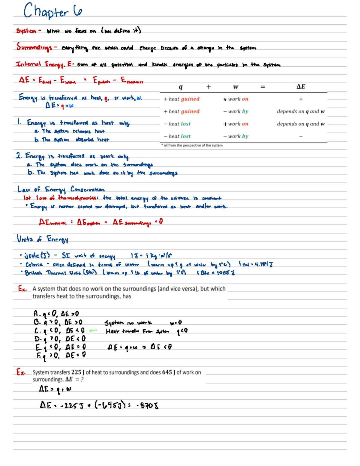 Chem I - Chapter 6 - Chapter le system - What we focus on I we define it Surroundings everything ...