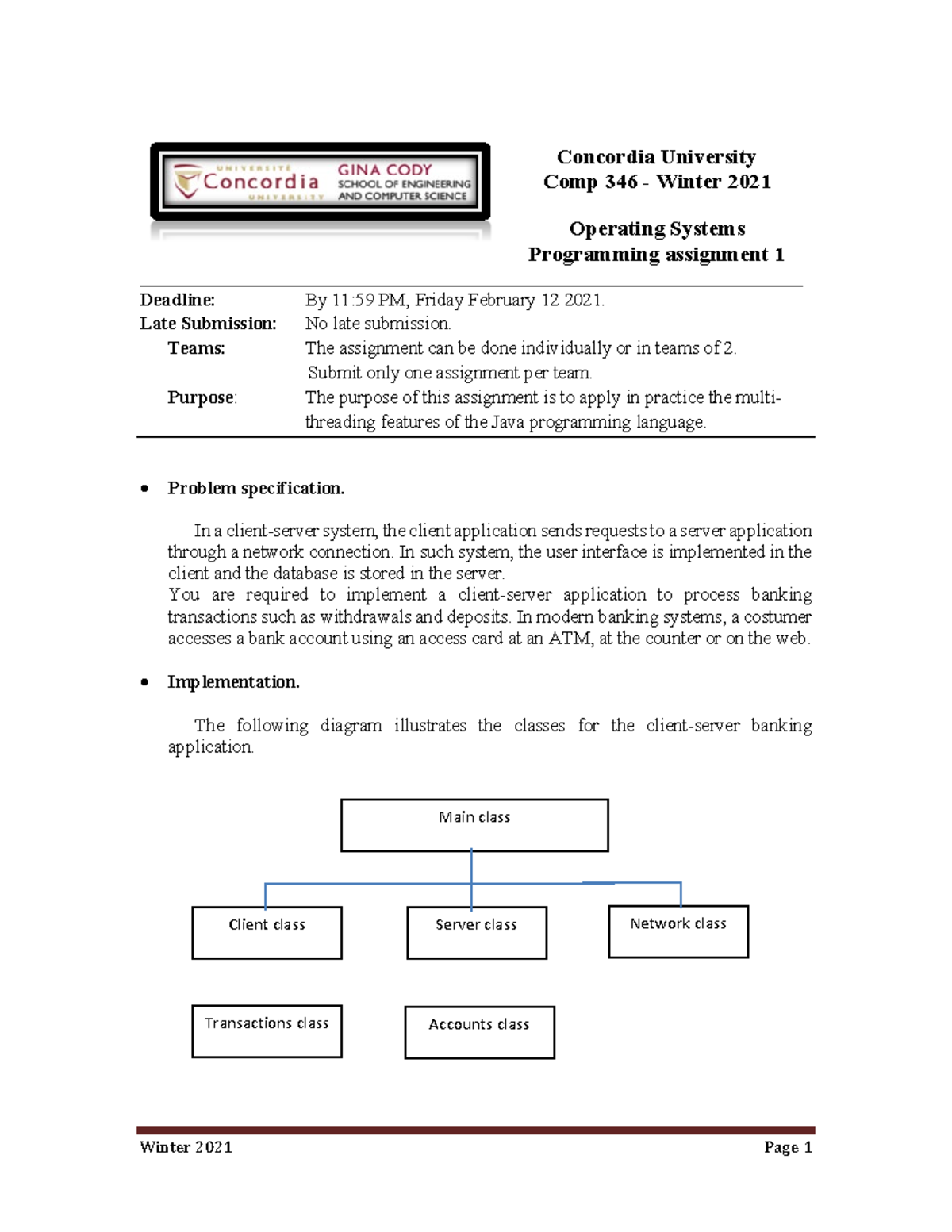 Comp346-PA1-w2021 - assignment - Concordia University Comp 346 - Winter ...