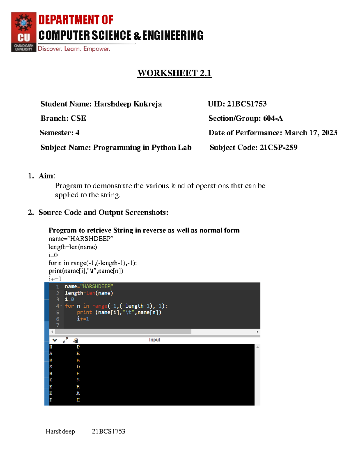 Harsh 2.1 Python - Nauyuyuxbxnyksksbdbdnykskskjsjxjchcbcbcbc - COMPUTER SCIENCE & ENGINEERING ...
