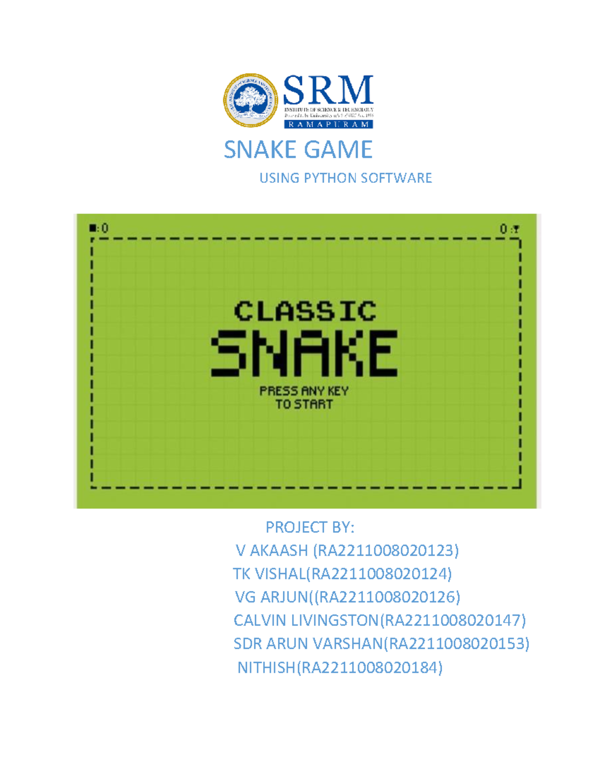Snake GAME-1 - I want to elab ans pdf java - SNAKE GAME USING PYTHON ...