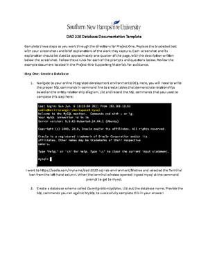 DAD-220 - SNHU - Intro to Structural Database Environments - Studocu