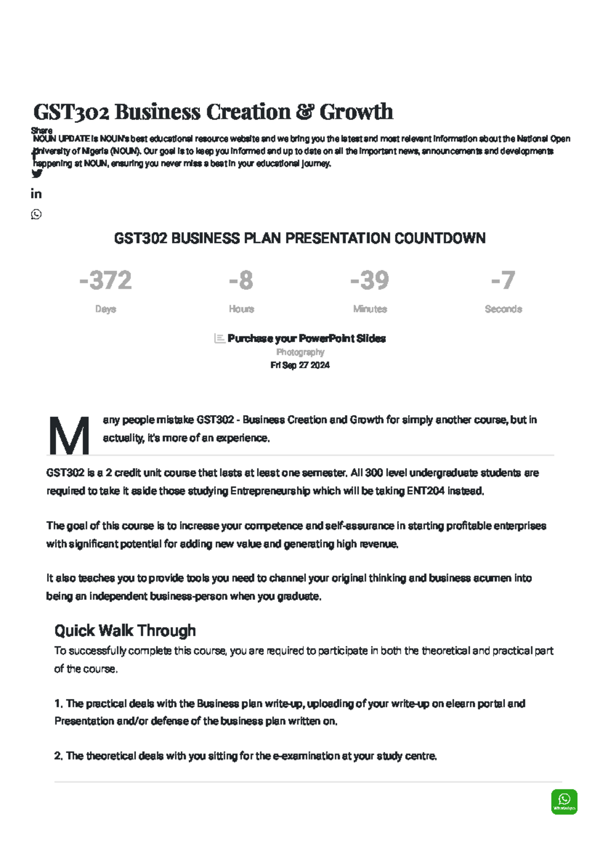 GST302 Business Creation & Growth - GST302 BUSINESS PLAN PRESENTATION ...