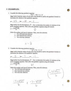Factoring quadratic equations - MATH 1105 - Studocu