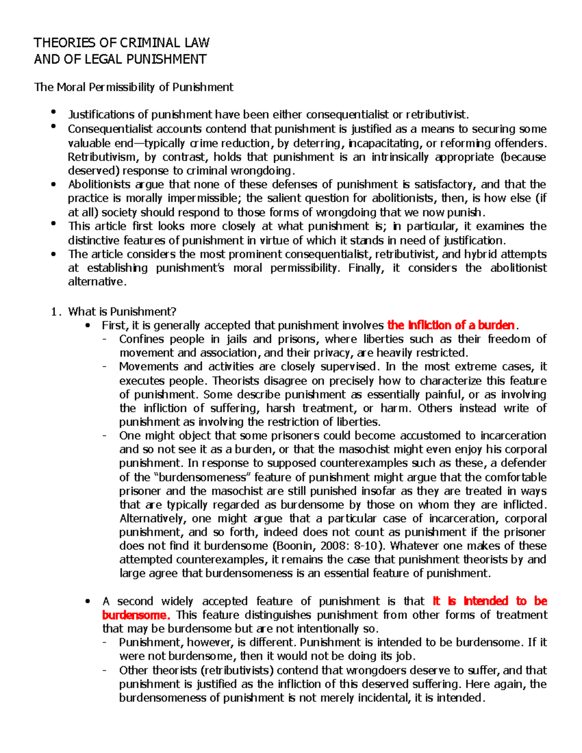 Discussion 1 - Lecture - THEORIES OF CRIMINAL LAW AND OF LEGAL ...