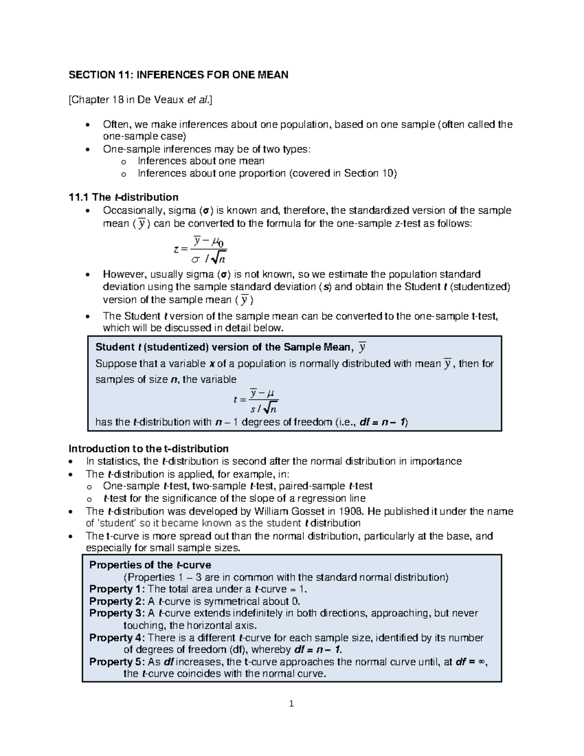 STAT 151-Notes-Section 11 (Chapter 18)-Inferences for One Mean ...