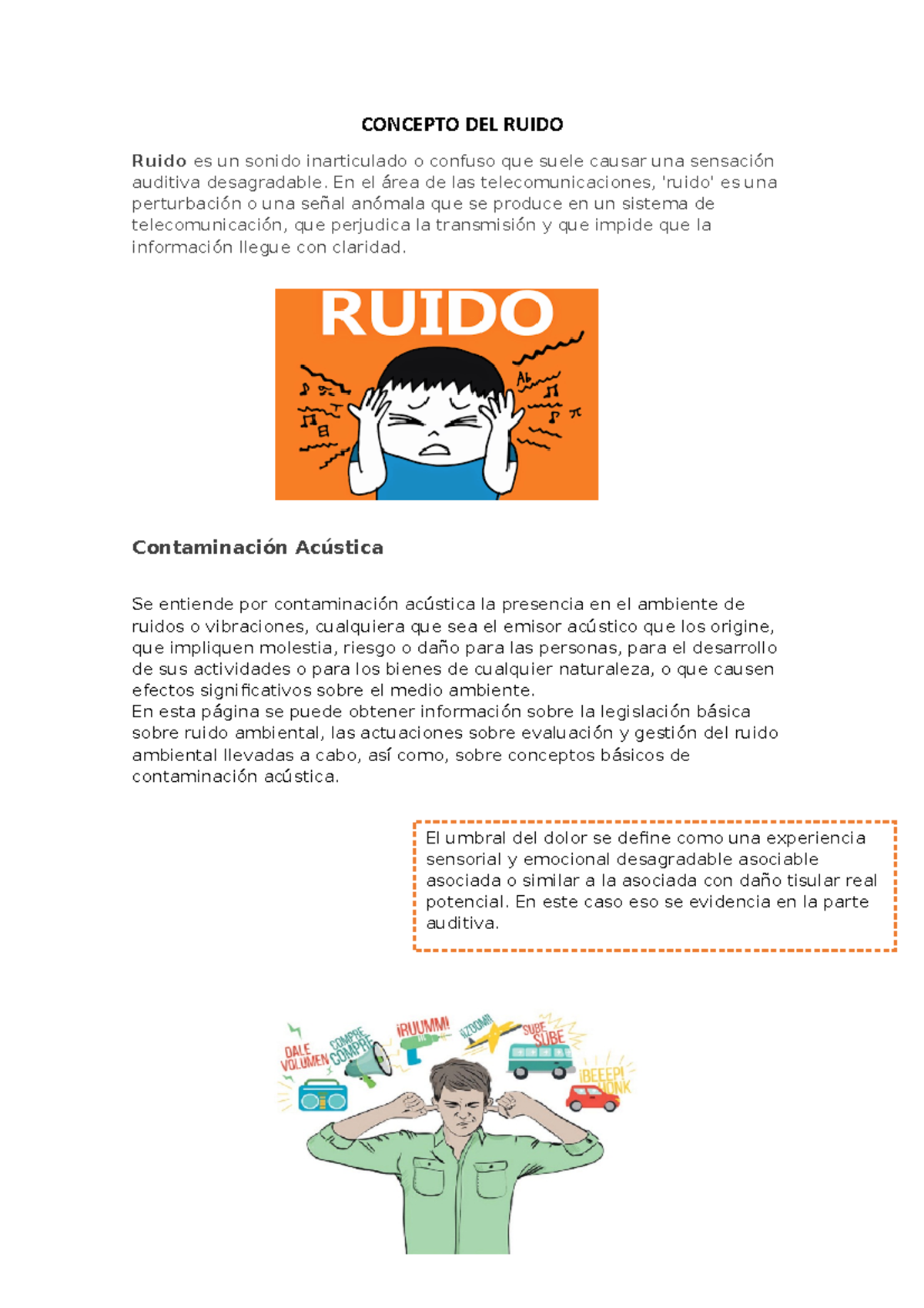 Concepto DEL Ruido - INTRODUCCION - CONCEPTO DEL RUIDO Ruido es un ...