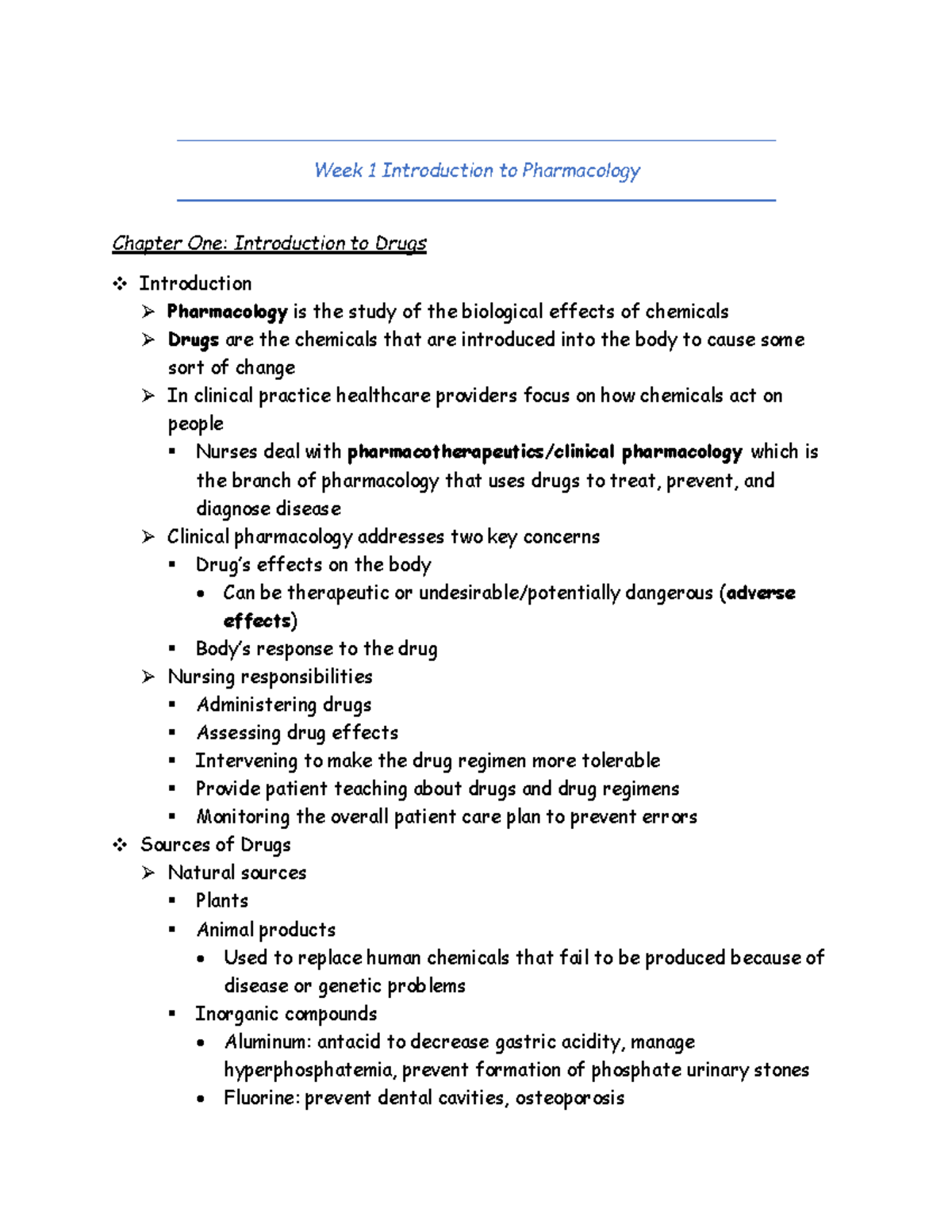Pharm Final Brochure Meds - Week 1 Introduction to Pharmacology Chapter ...