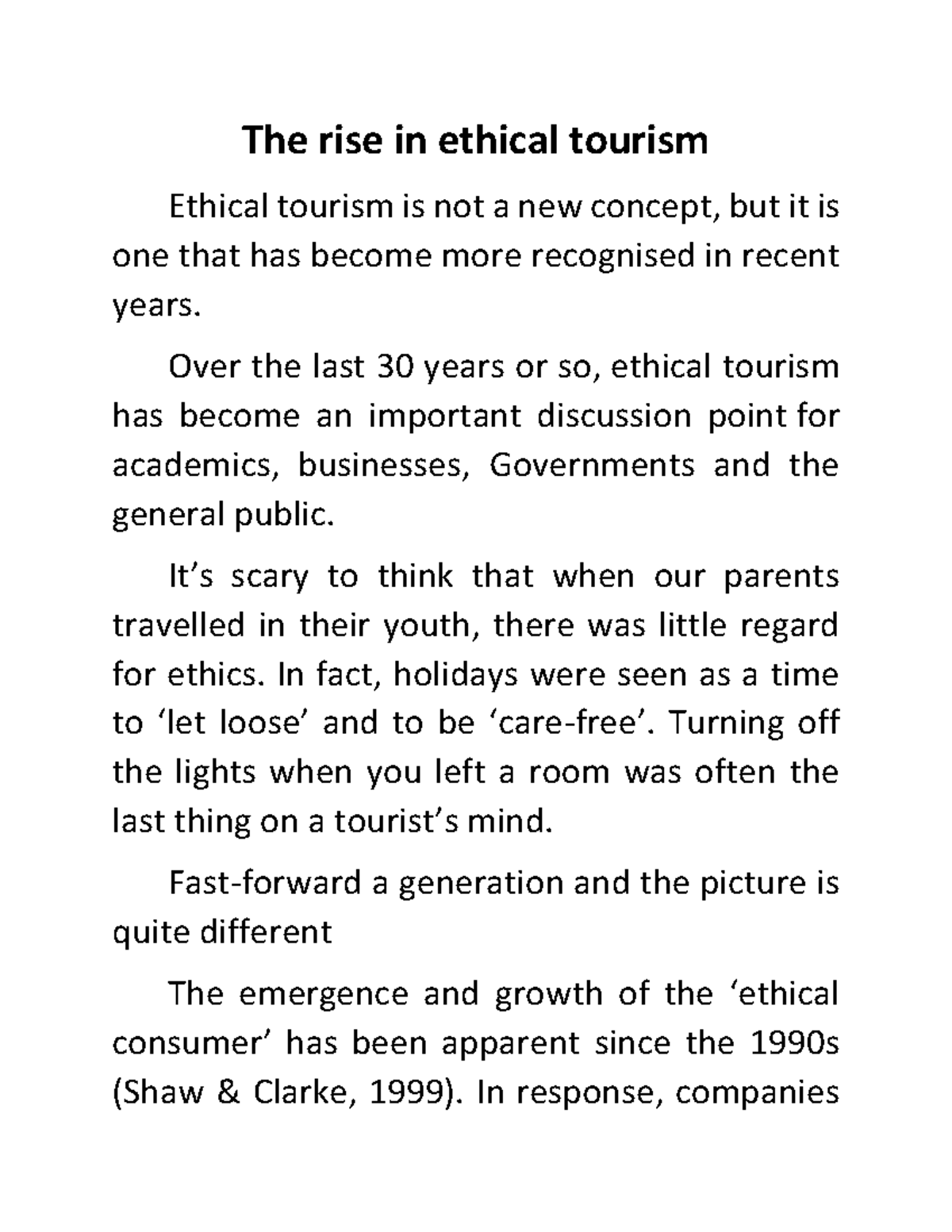 The rise in ethical tourism - The rise in ethical tourism Ethical ...