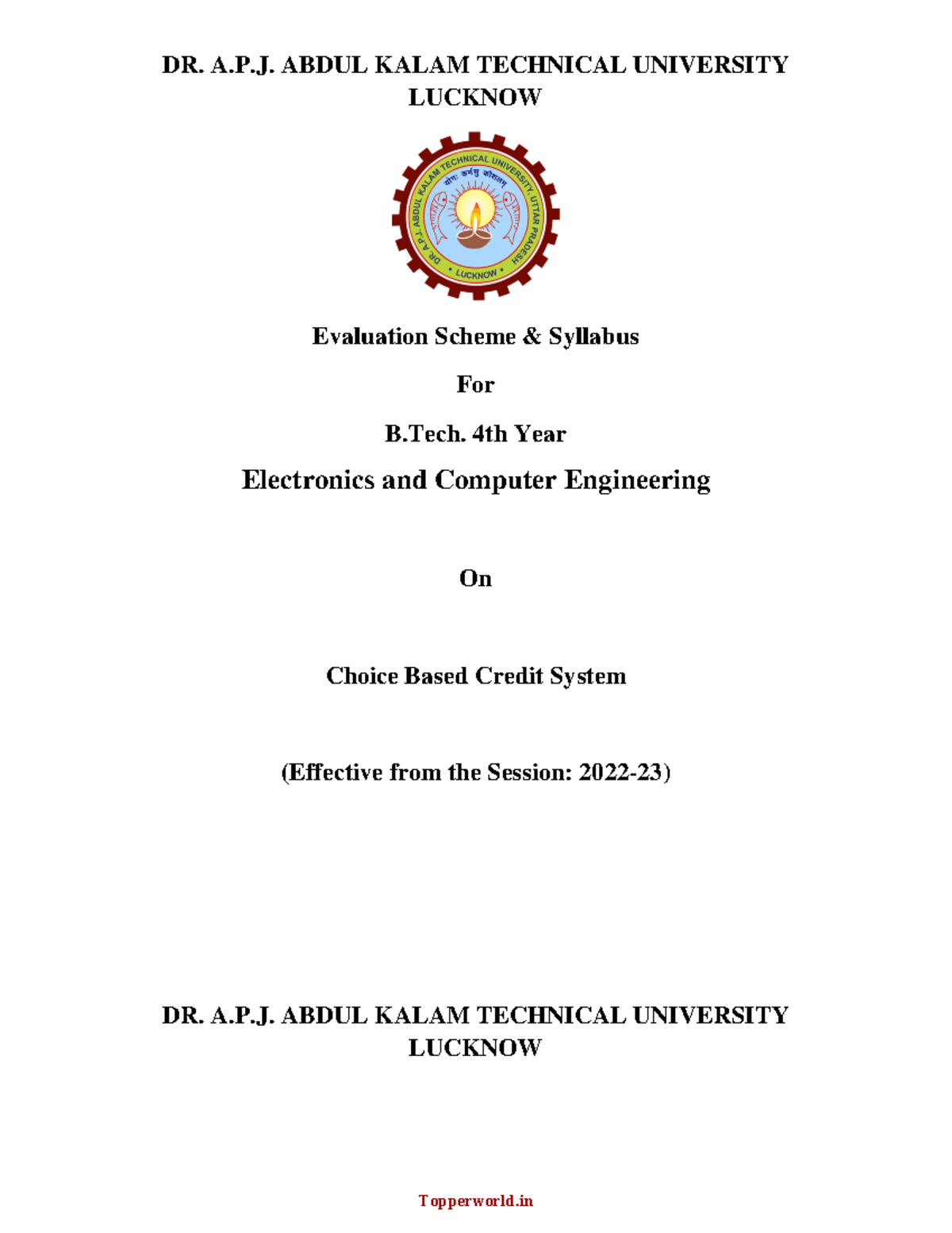Aktu ECE 4th yr Syllabus - DR. A.P. ABDUL KALAM TECHNICAL UNIVERSITY ...