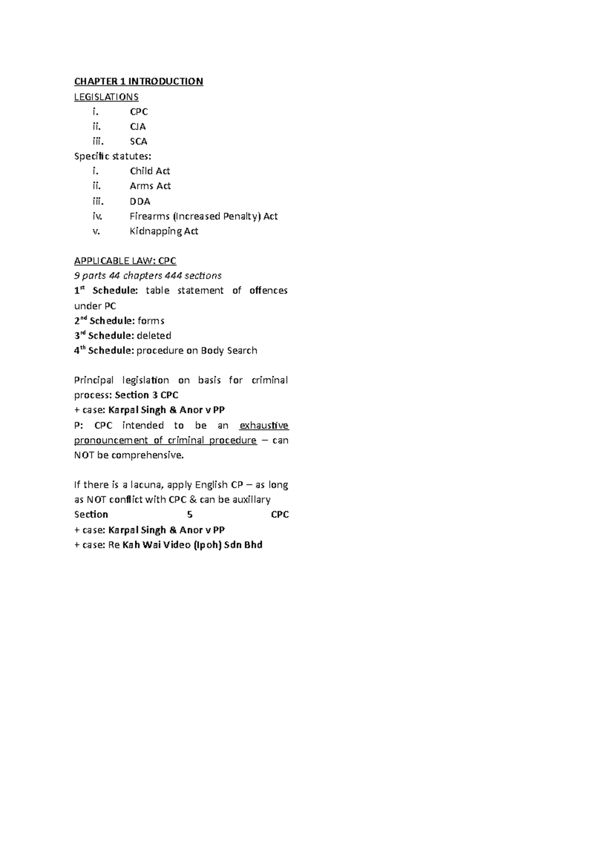 Chapter 1 Introduction - CHAPTER 1 INTRODUCTION LEGISLATIONS i. CPC ii ...