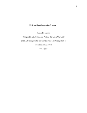 D031 - D031 - Evidence-Based Innovation Proposal Danielle M. Horgan ...