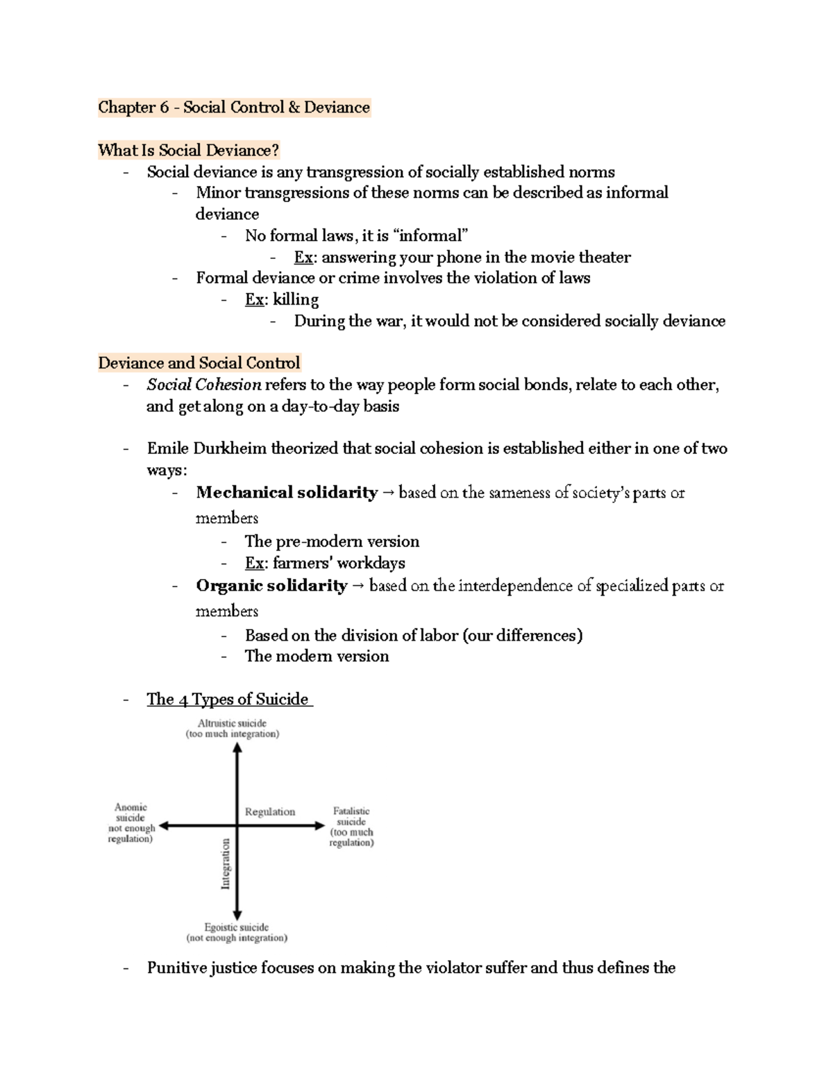 Chapter 6 - Notes - Chapter 6 - Social Control & Deviance What Is ...