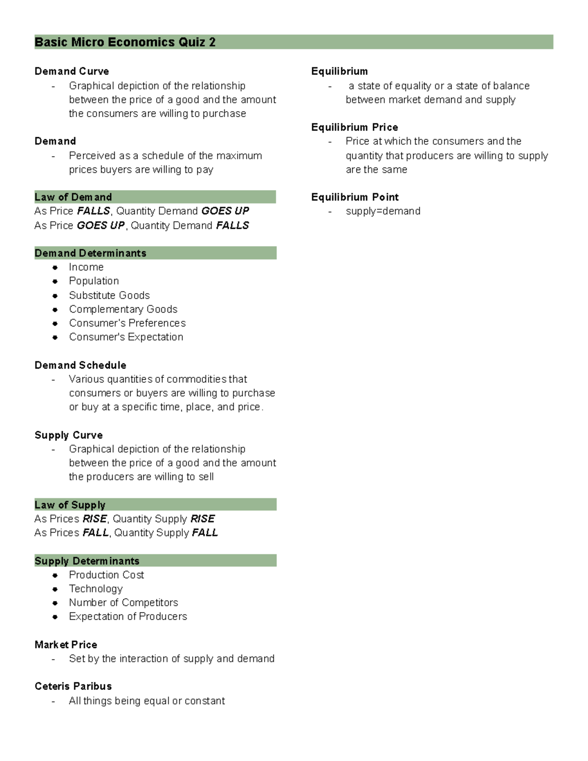 ECONOMICS QUIZ REVEIWER - Basic Micro Economics Quiz 2 ...