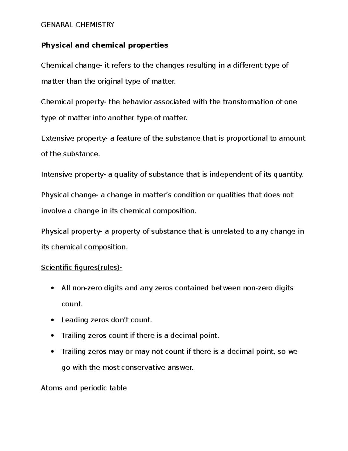 Chemical notes 3 - Basic of chemistry - GENARAL CHEMISTRY Physical and ...