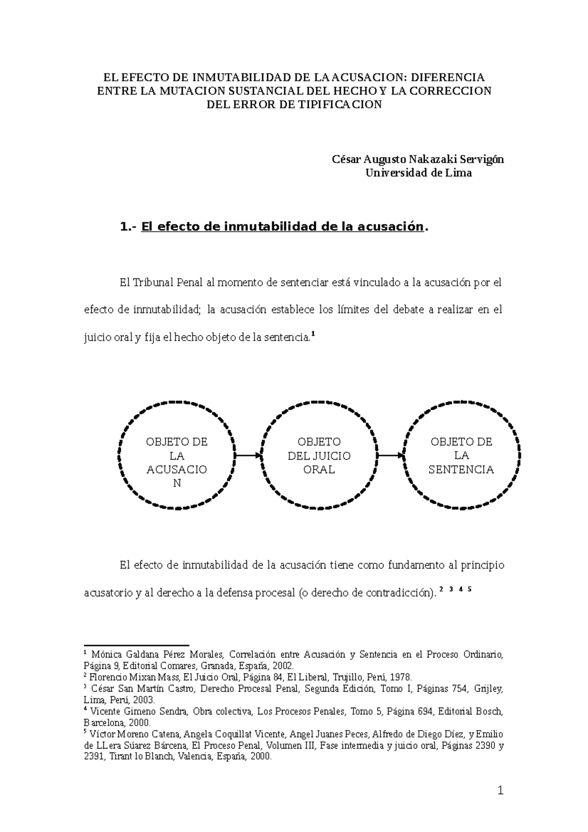 Inmutabilidad DEL Proceso - EL EFECTO DE INMUTABILIDAD DE LA ACUSACION ...