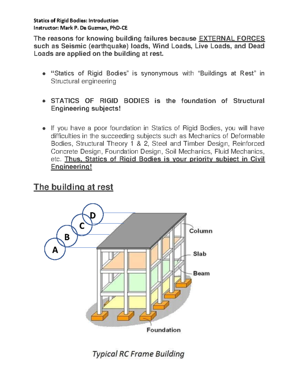 forces and categories of building for civil engineers - Statics of ...
