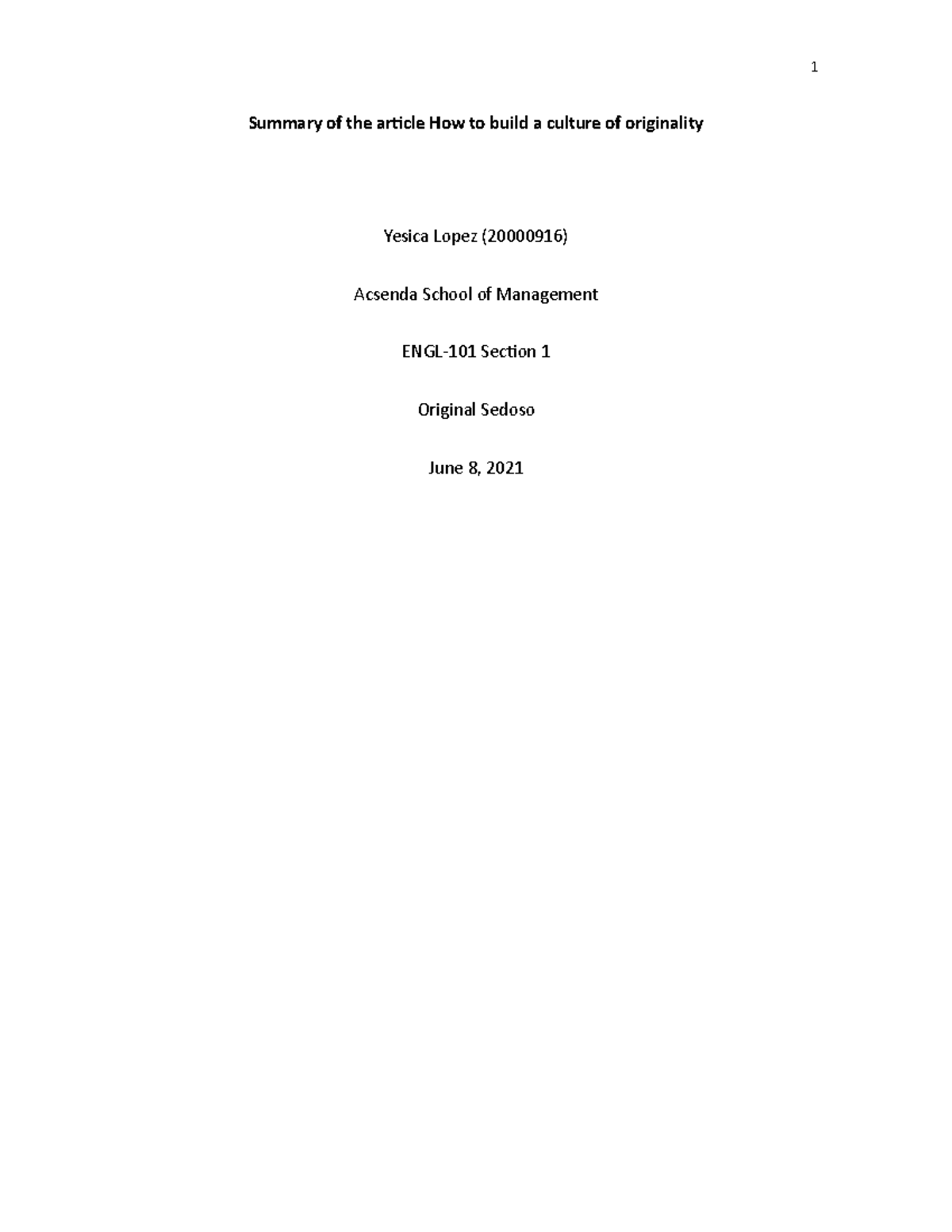 Final proyct - Assignment - Summary of the article How to build a ...