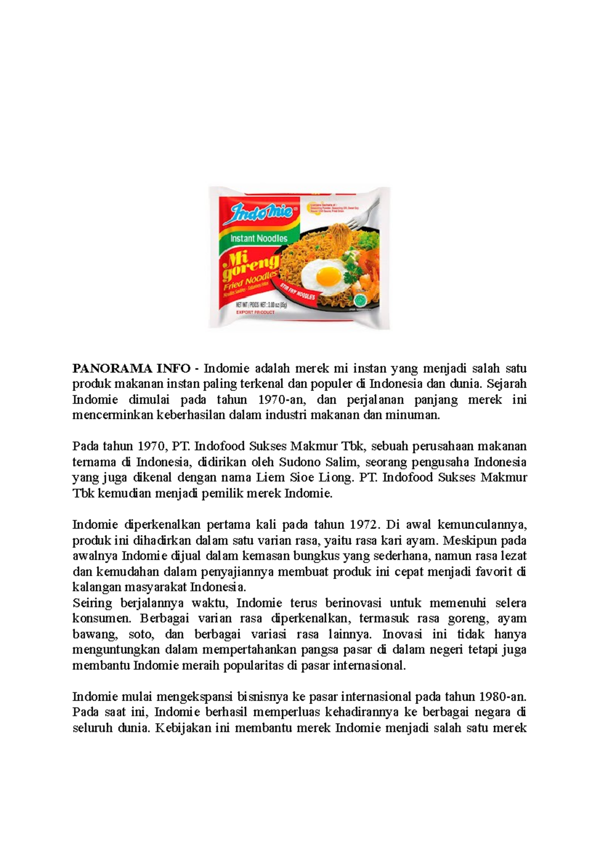 Beginilah Sejarah Dari Indomie Yang Selalu Diminati Masyarakat ...