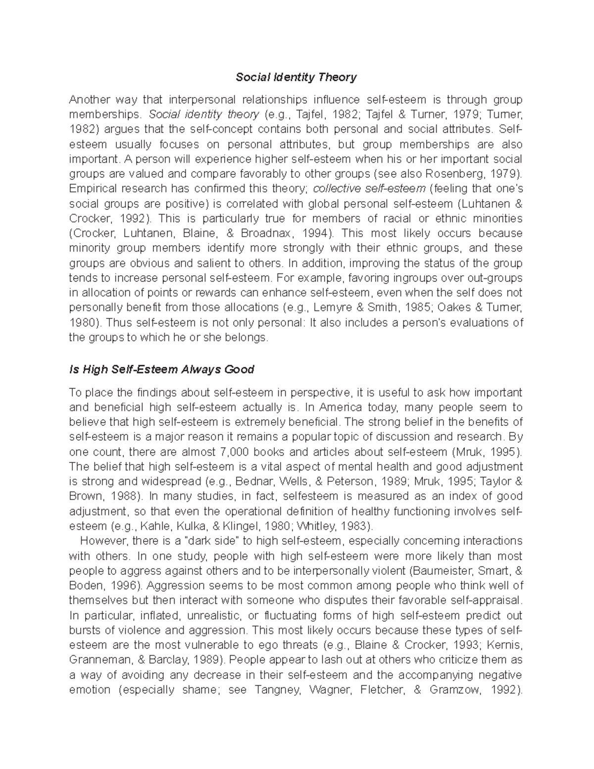 The Social Self - Social Identity Theory Another way that interpersonal ...