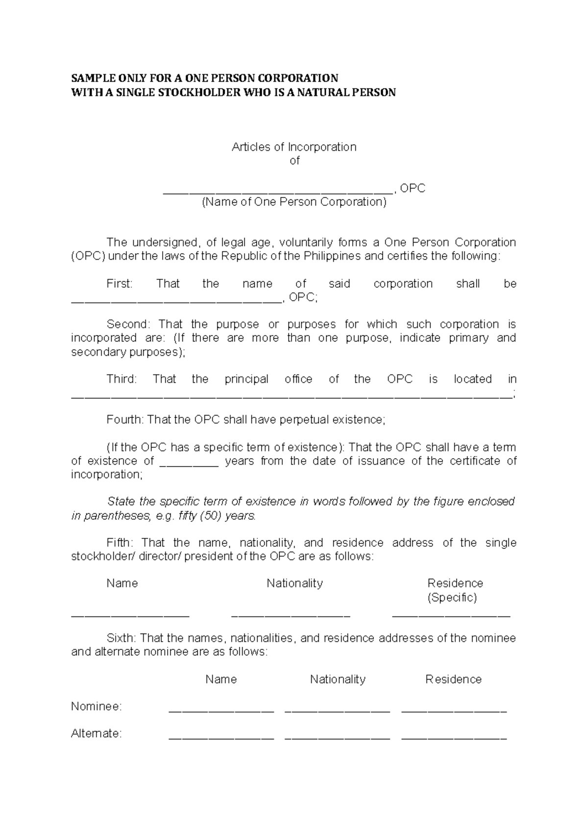 2019 Articles-of-Incorporation-Natural-Person _One Person Corporation ...