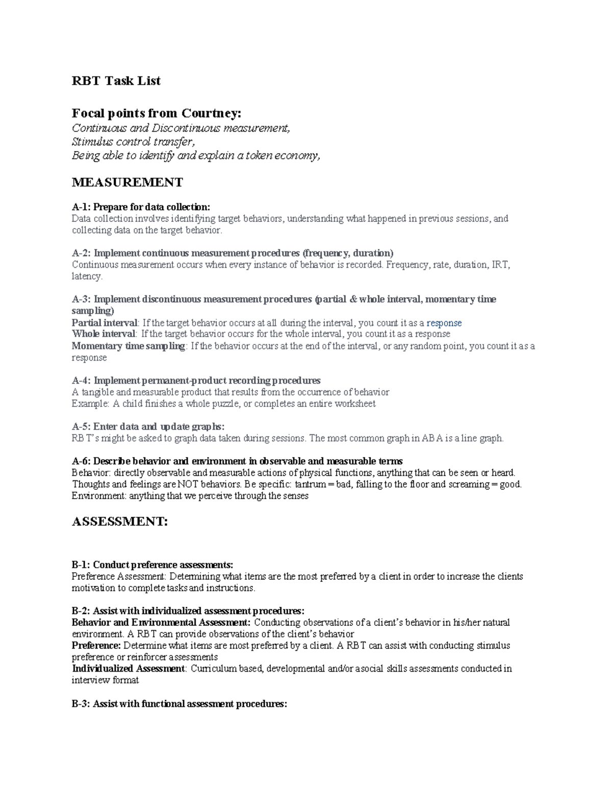 RBT Task List - sdfsdfds - RBT Task List Focal points from Courtney ...