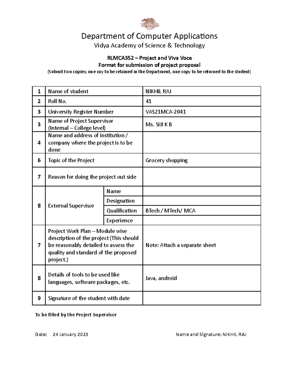 Grocery-sy - Department of Computer Applications Vidya Academy of ...