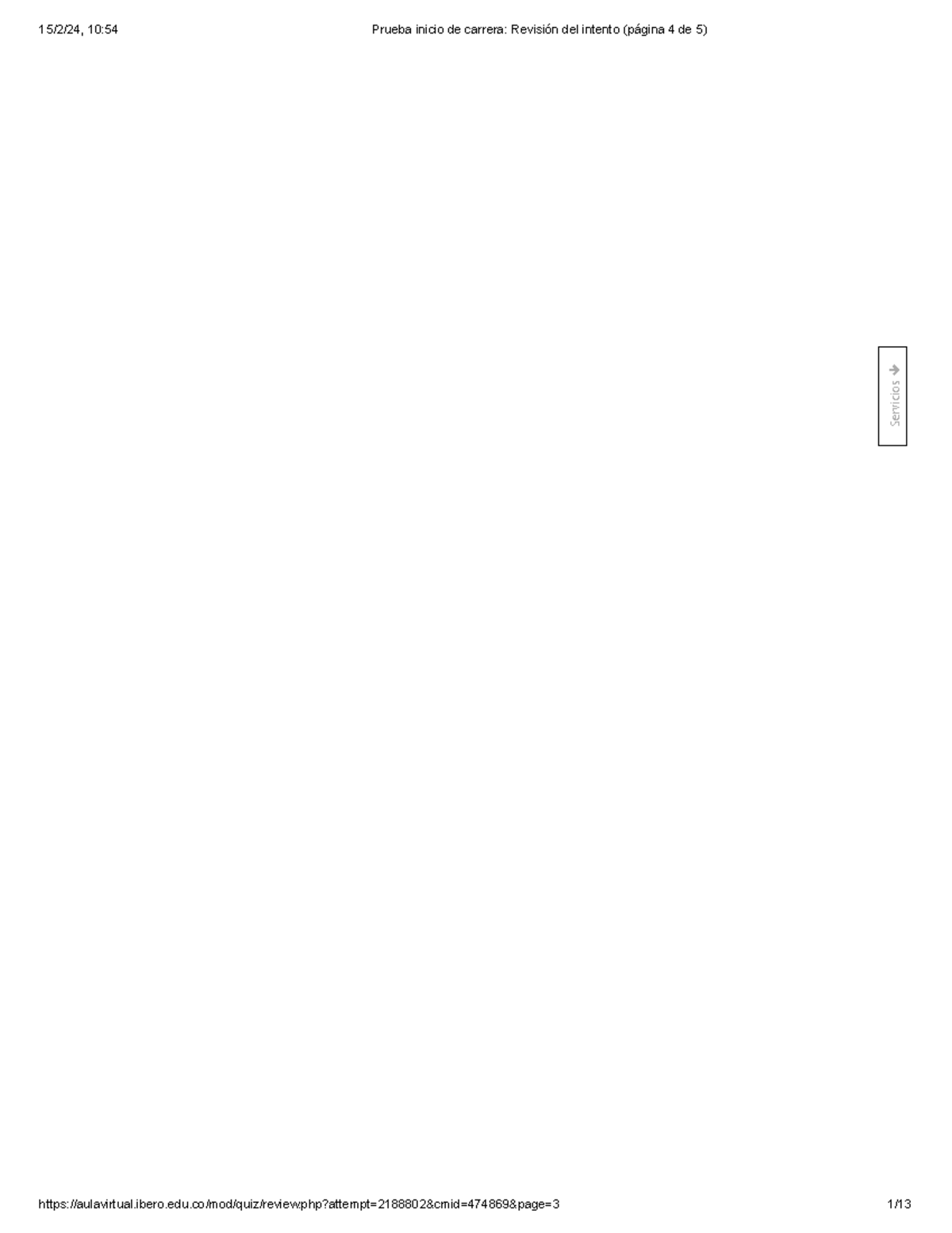 Prueba inicio de carrera 61-80 - Servicios Información Responda las preguntas 1, 2, y 3 de ...