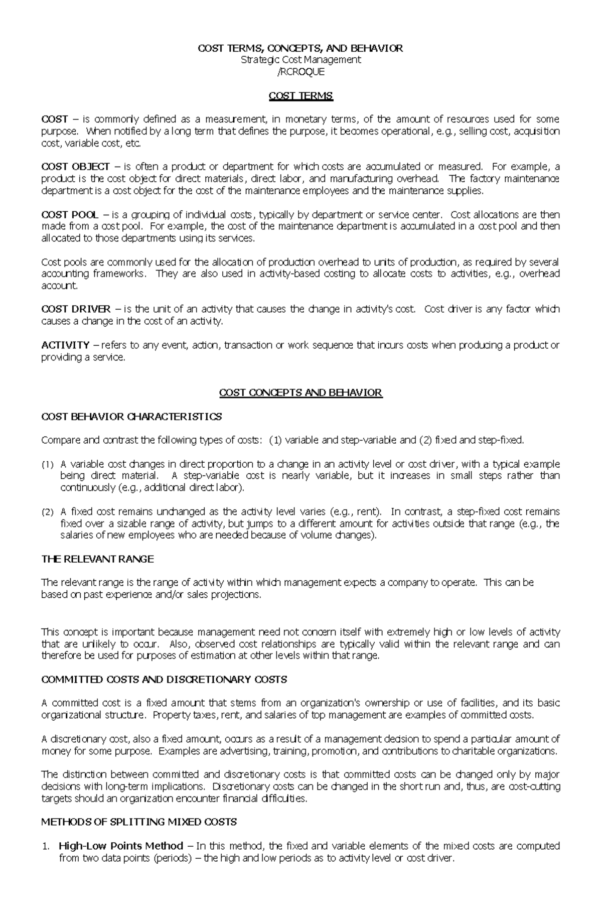 Handout 1-3 Stracost - Warning: TT: undefined function: 32 COST TERMS, CONCEPTS, AND BEHAVIOR ...
