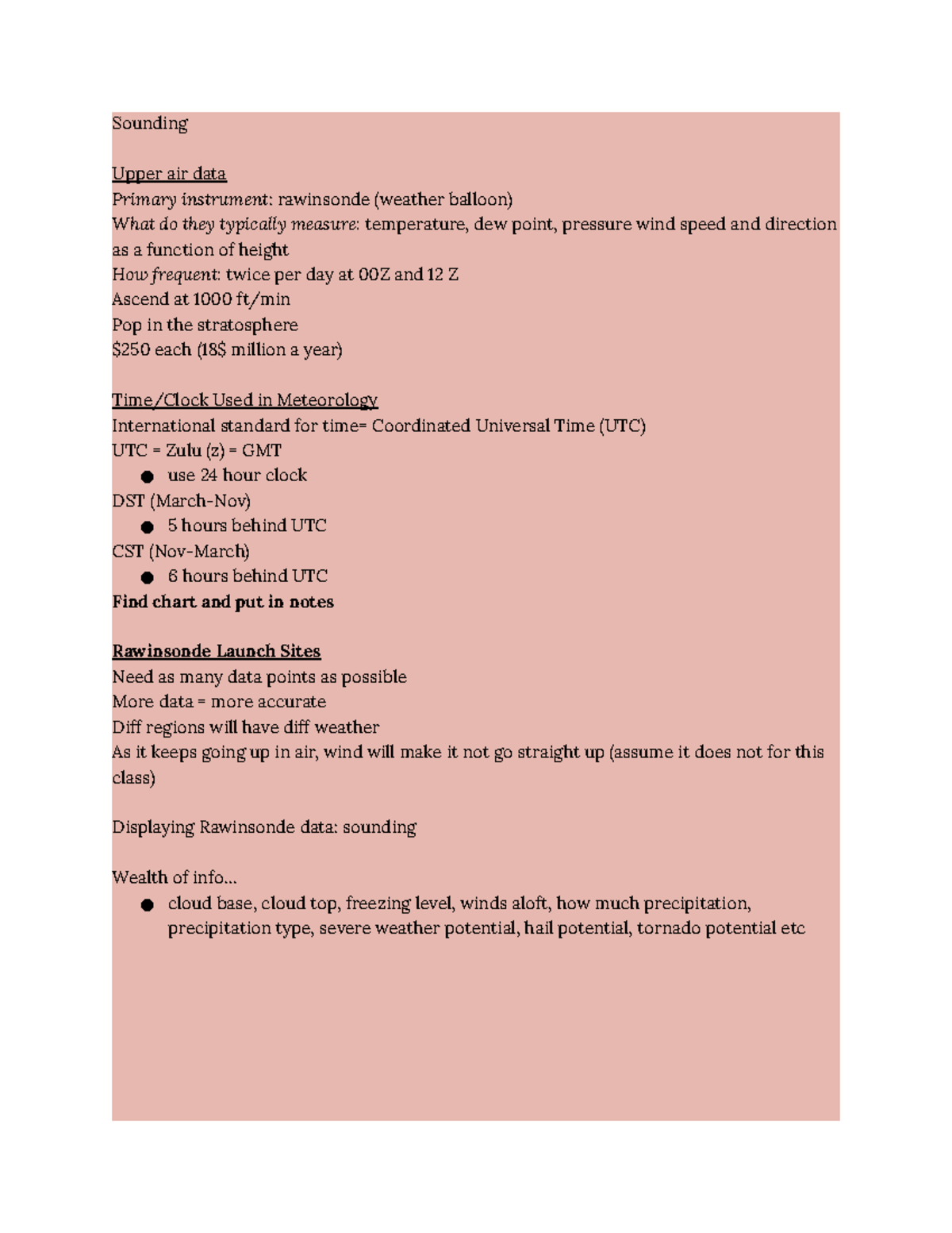 Week 1 lecture 4 (sounding) - Sounding Upper air data Primary ...