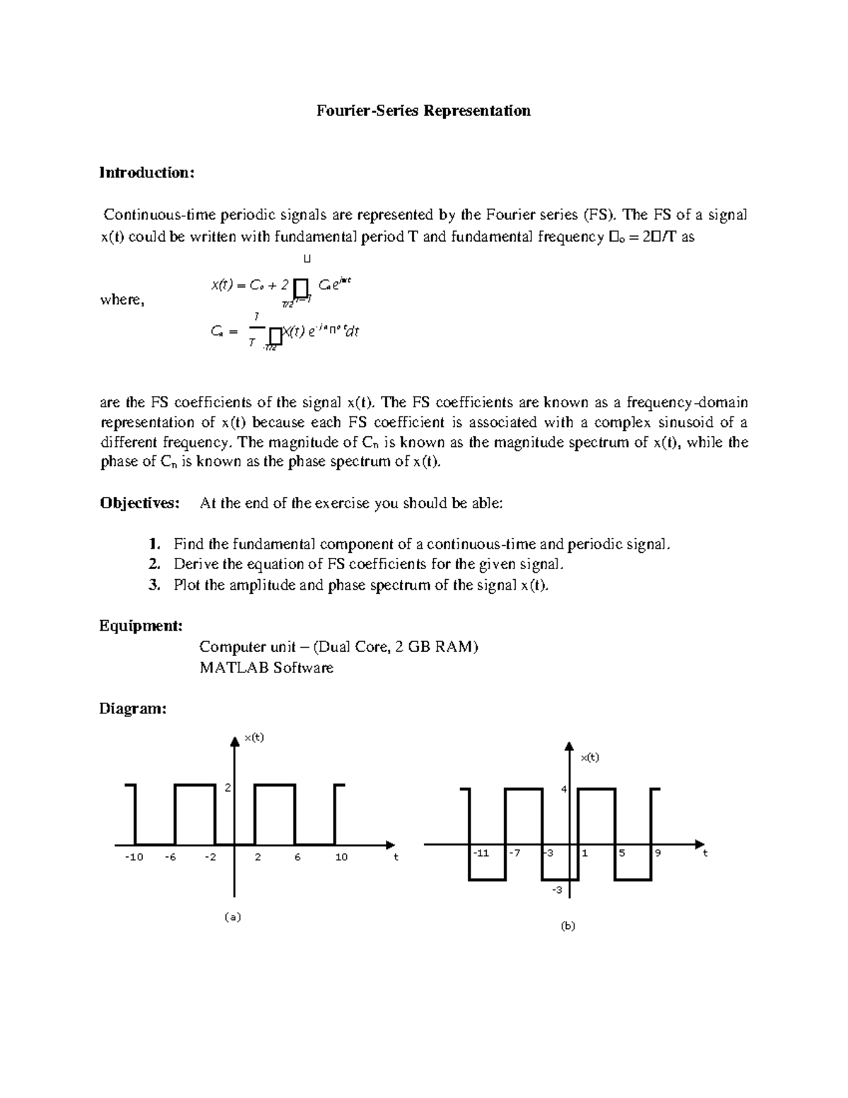 Digital Signal Processing Exercise 5 - Fourier-Series Representation ...