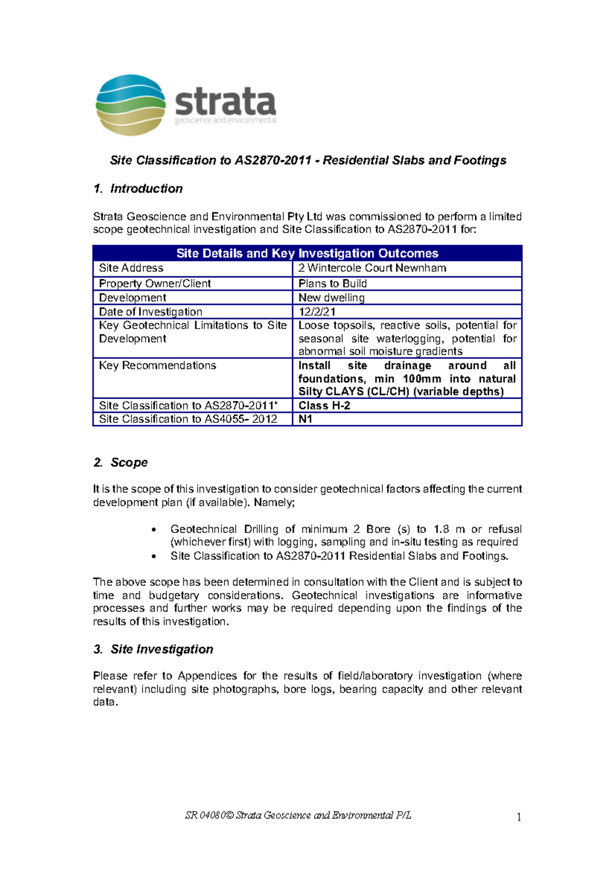 Sample Geographical Design Report - SR 04080© Strata Geoscience and ...