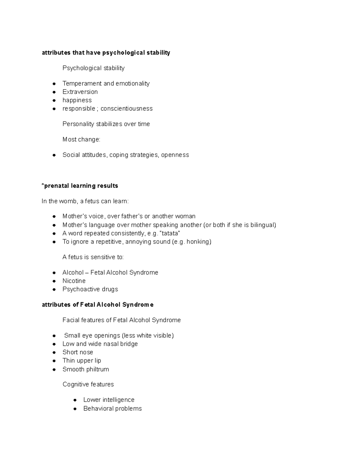 Midterm 2 Concepts - attributes that have psychological stability ...