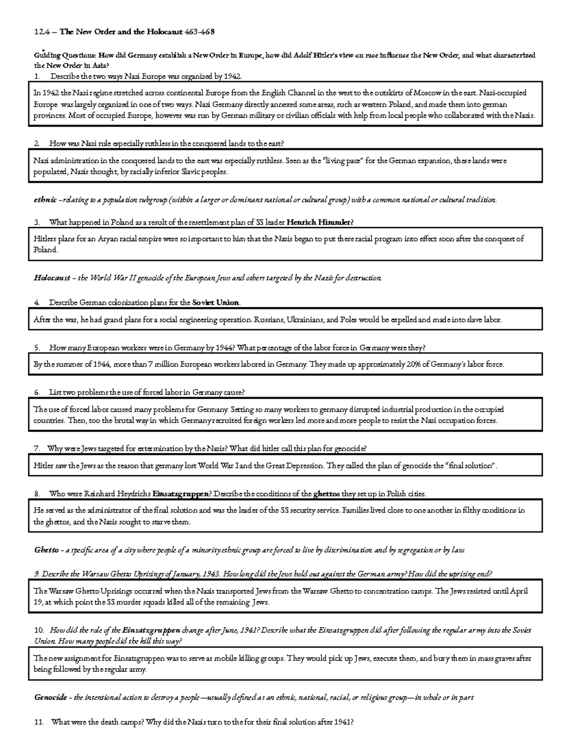 Lujuana Sena - Chapter 12, Lesson 4 The New Order and the Holocaust - 12 – The New Order and the ...