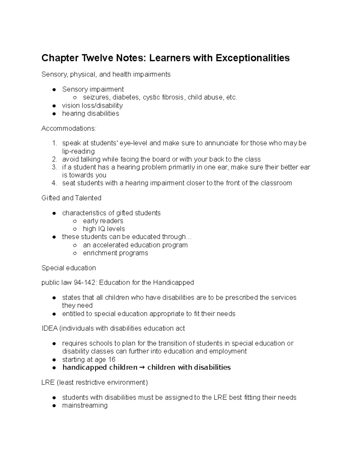 Chapter Twelve Notes Learners with Exceptionalities - vision loss ...