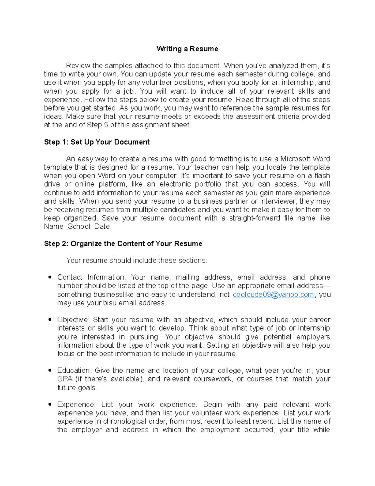 Writing-a-Resume - Guidelines on how to write a resume - Writing a ...