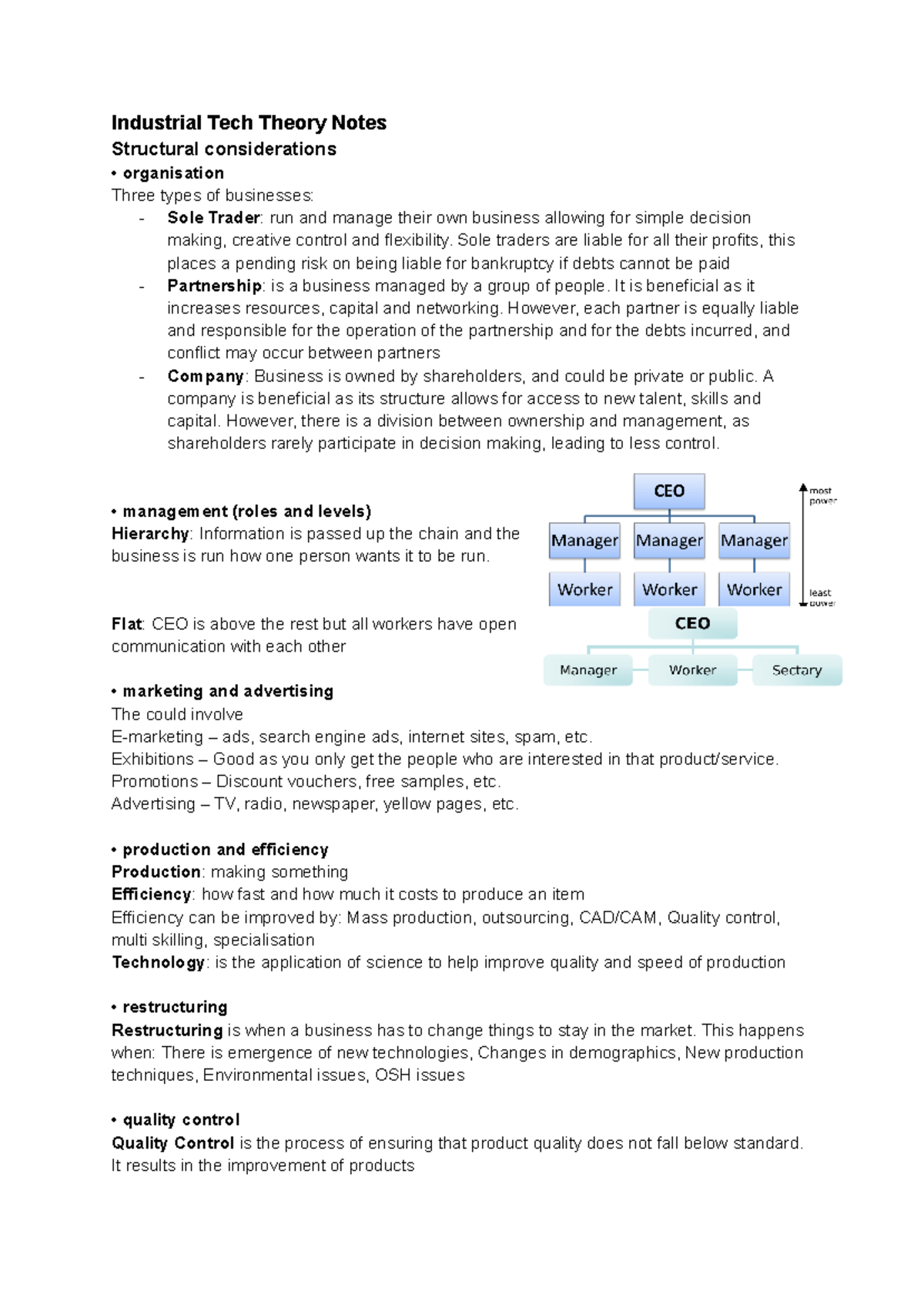 Copy of Woodwork Industrial Tech Theory Notes - Industrial Tech Theory ...