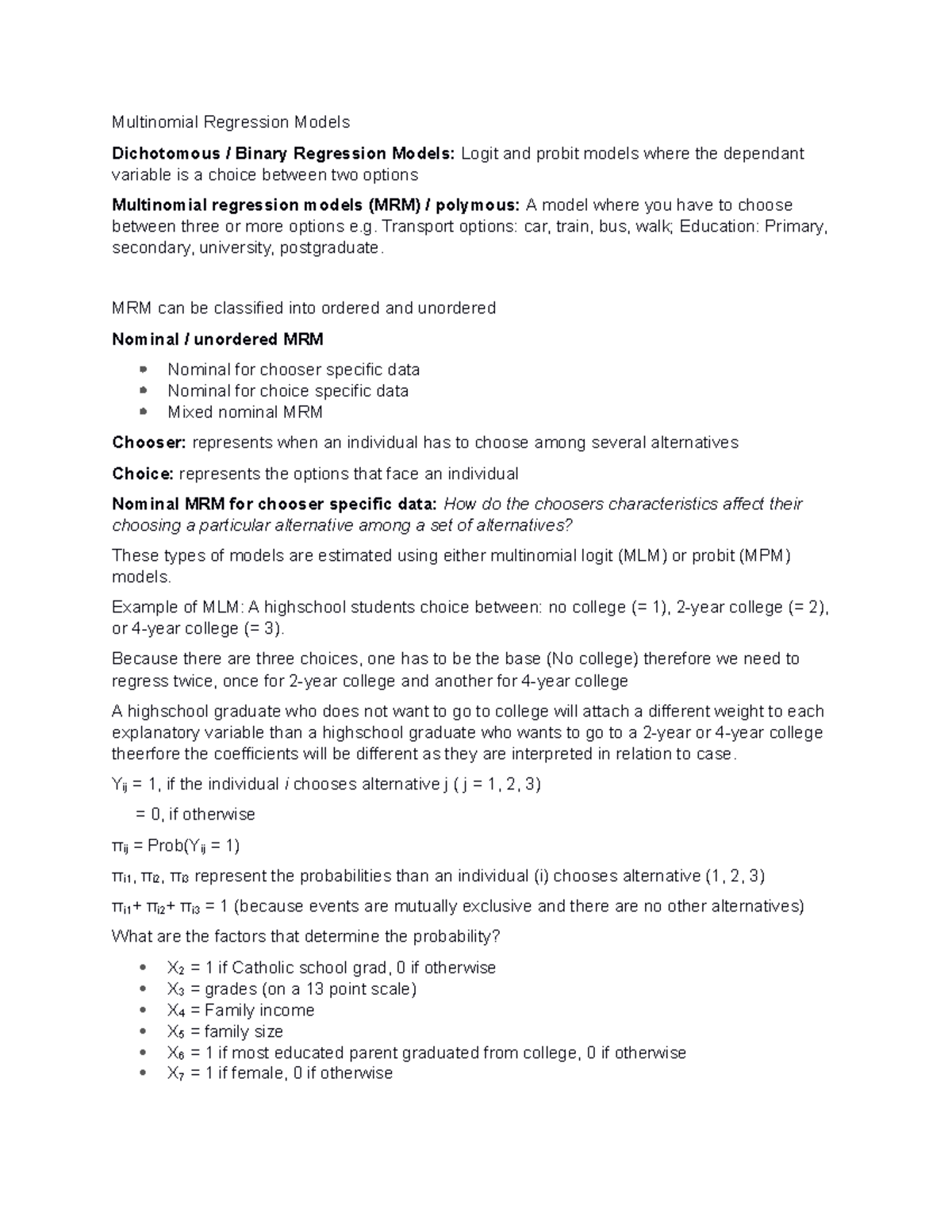 Week 6 Multinomial Regression Models Multinomial Regression Models