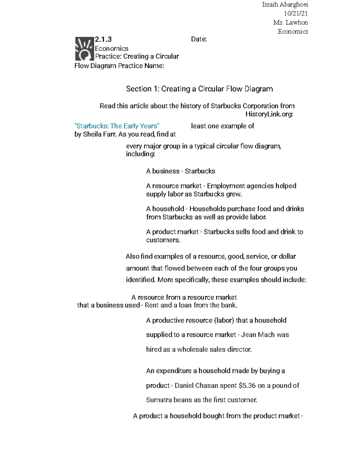 2.1.3 Practice - Creating a Circular Flow Diagram (Practice) - Issaih ...