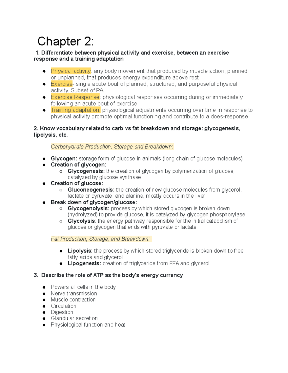 Chapter 2 Objectives - Introduction to Exercise Physiology, Roles of ...