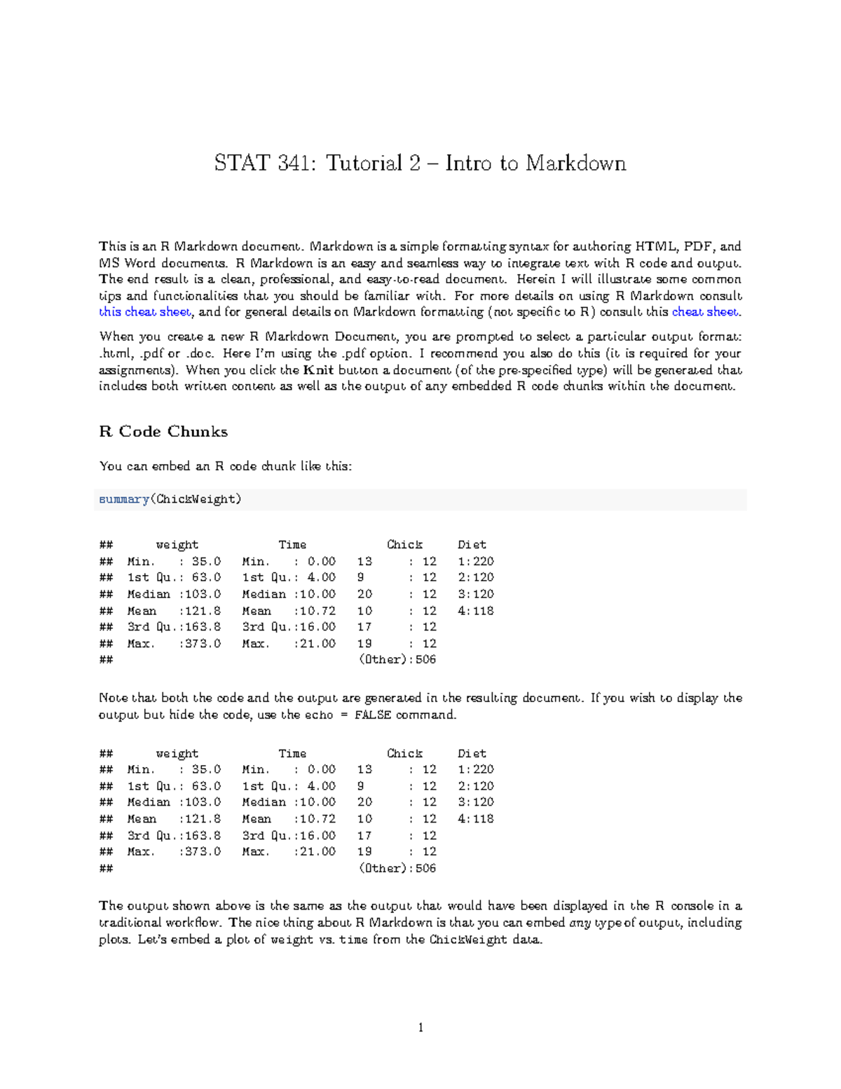 Tutorial 2 Intro to Markdown - STAT 341: Tutorial 2 – Intro to Markdown ...