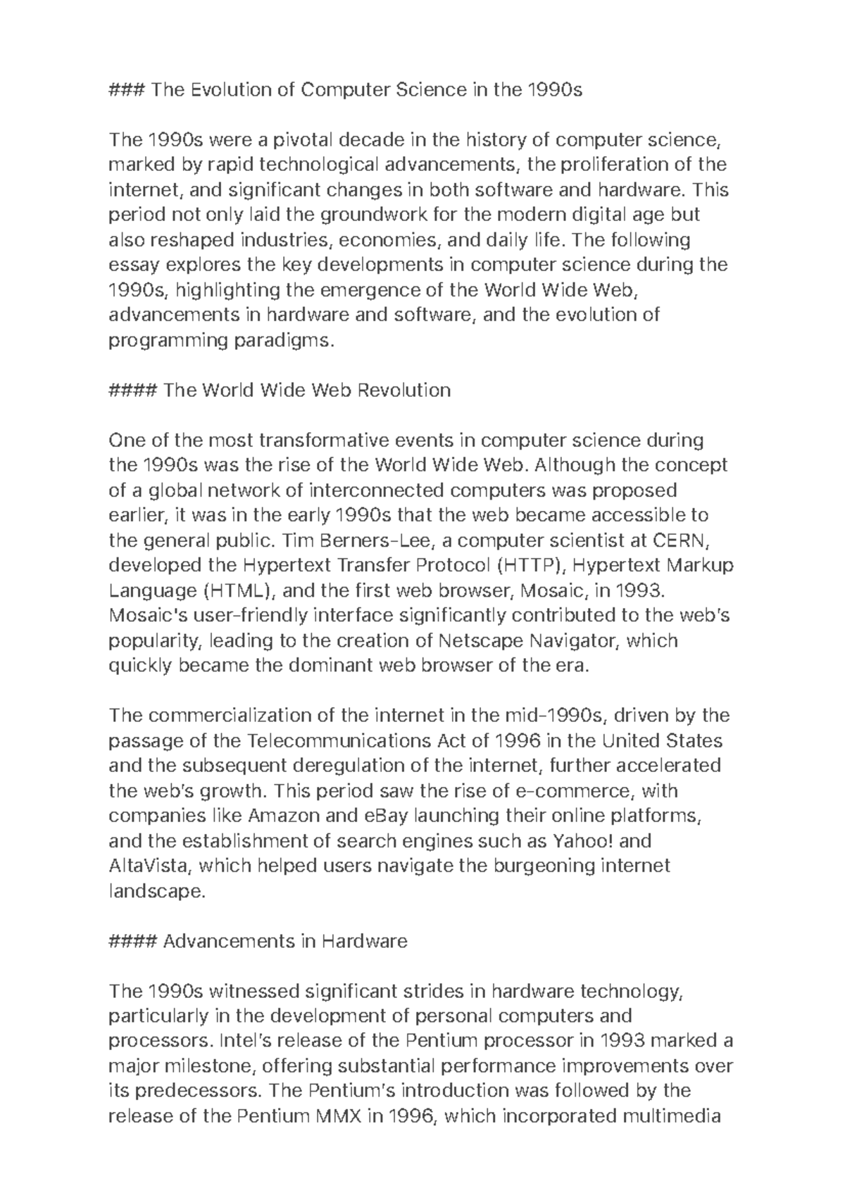 The Evolution of Computer Science in the 1990s - This period not only ...