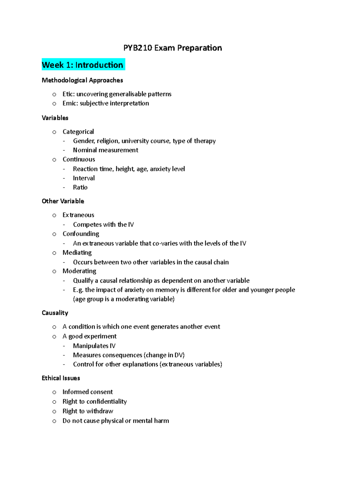 PYB210 Exam Preparation - the impact of anxiety on memory is different for older and younger ...