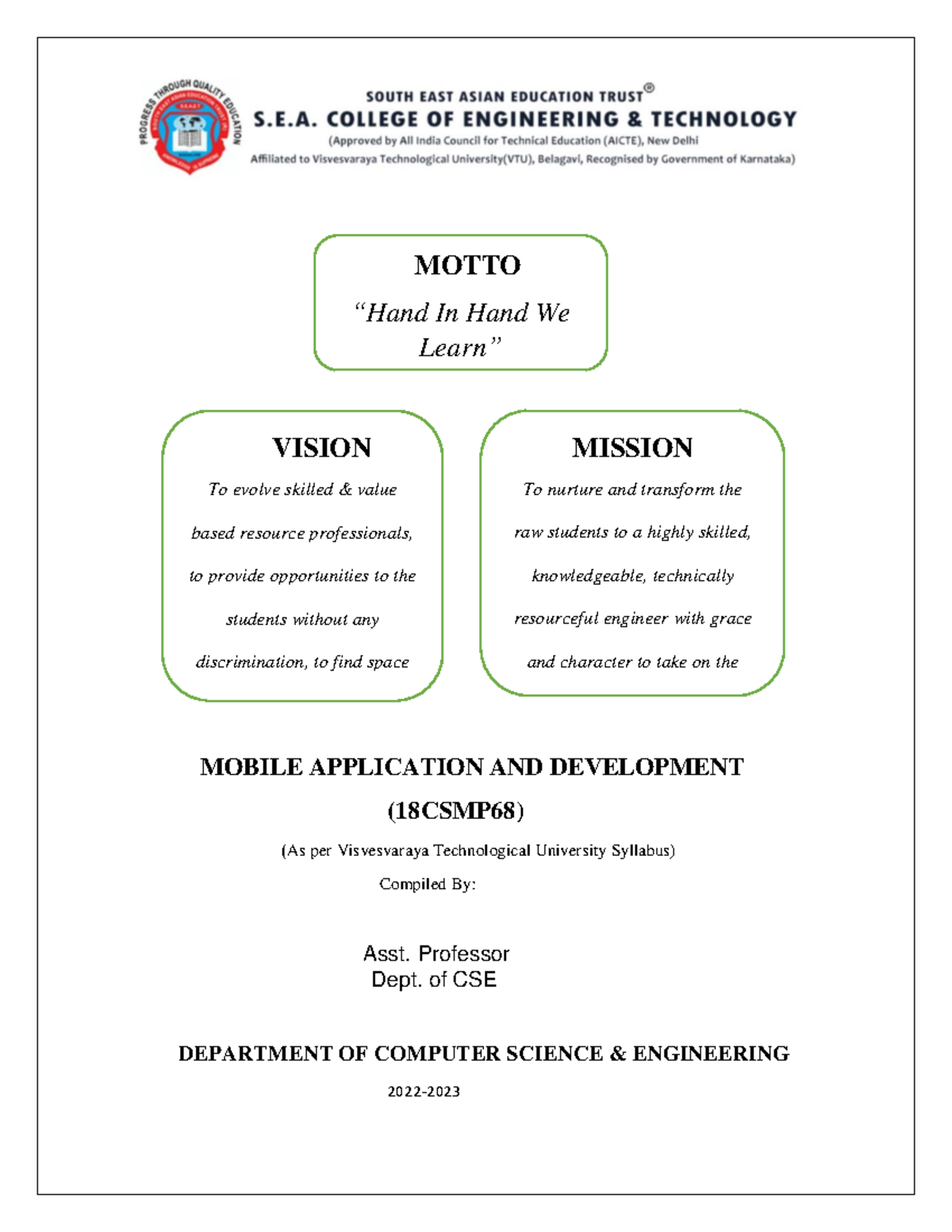 Mobile Application AND Development-1 - MOBILE APPLICATION AND ...