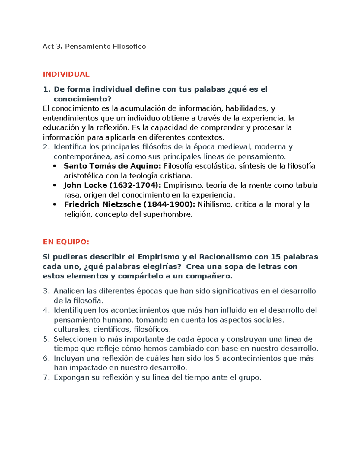 Act 3 Pensamiento Filosofico - Act 3. Pensamiento Filosofico INDIVIDUAL ...