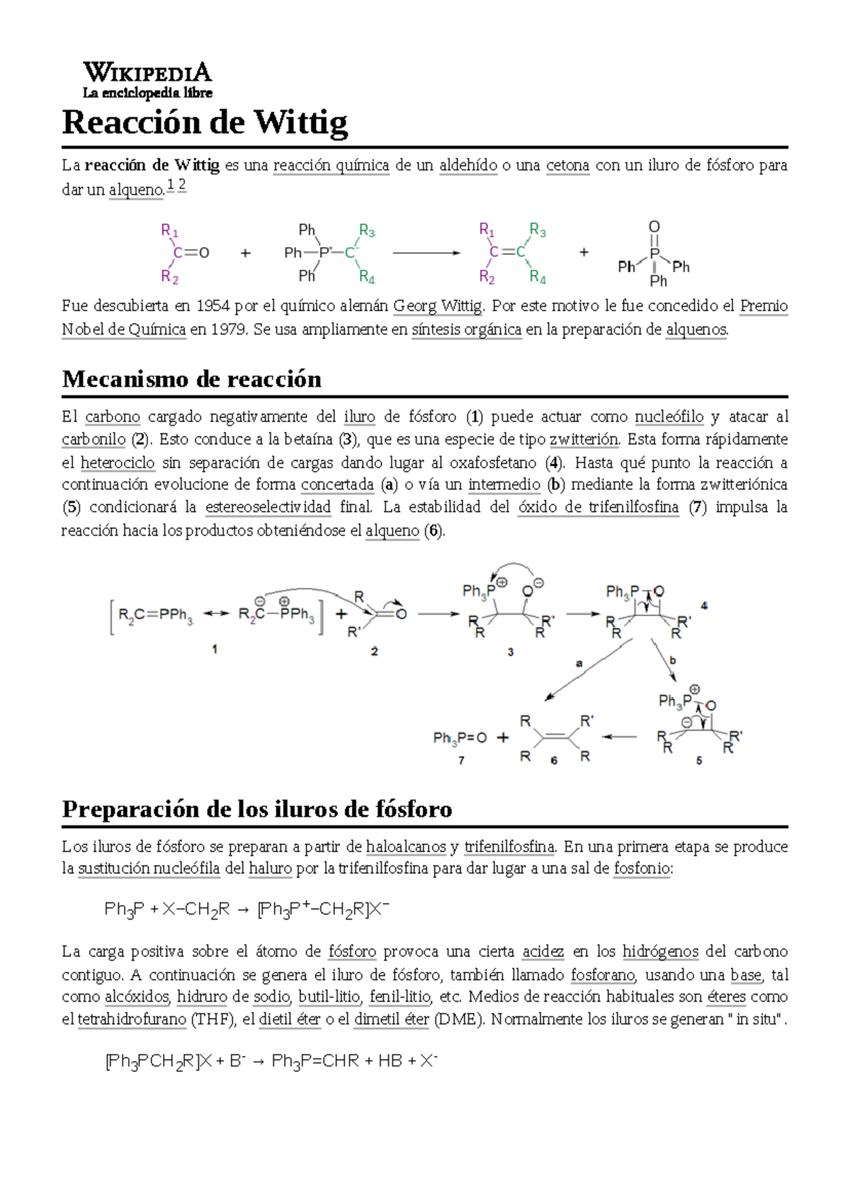 Reacción de Wittig - Reacción de Wittig La reacción de Wittig es una ...