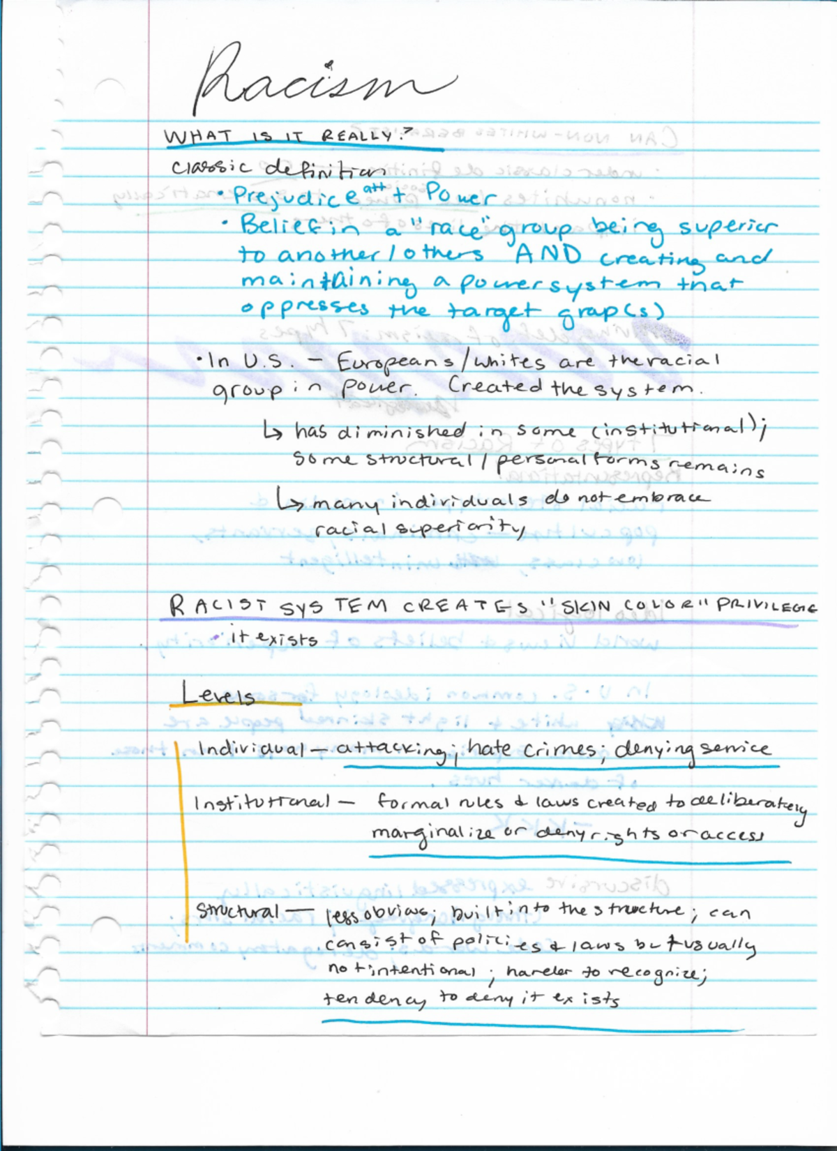 Racism - Class Notes - ‘ ' ‘ “ “ ‘ u a: 4 1_ ma; In; A ,— _‘ A -\nu_s ...