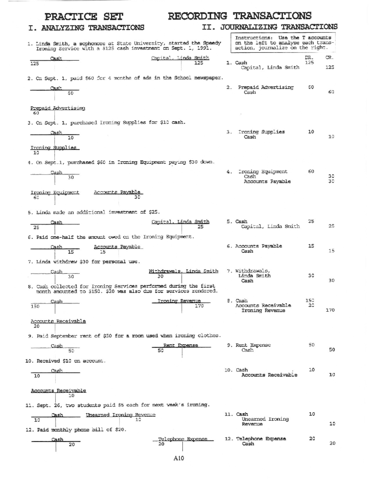 Solution PART 2 - notes - PRACTICE SET I. ANALYZING TRANSACTIONS ...